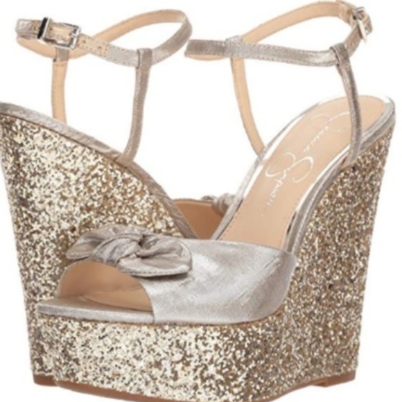 Jessica Simpson | Shoes | Jessica Simpson Amella Gold Wedge Sandal Nib ...